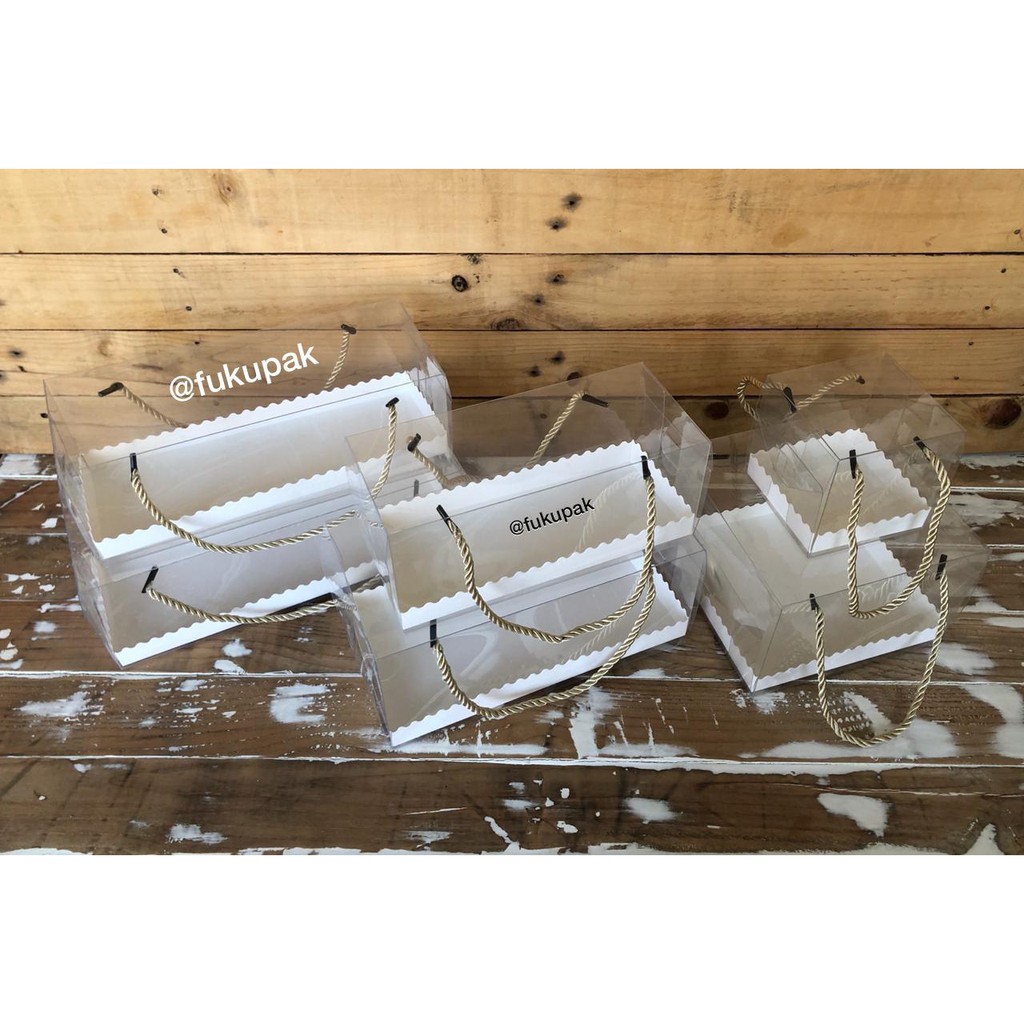 Mica Rope Box 20 pcs| Clear Transparent Box | Hampers Box Bolu Roll ...