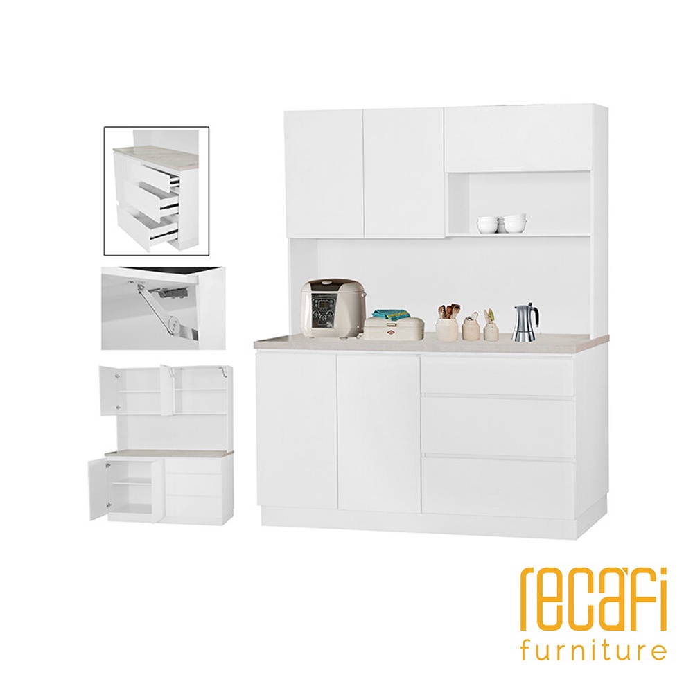 Recafi Furniture 5FT Melamine High Gloss White Modern Kitchen Cabinet ...