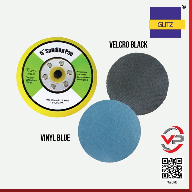 GLITZ SANDING PAD 5″ VINYL / VELCRO FOR PNEUMATIC AIR SANDER ...