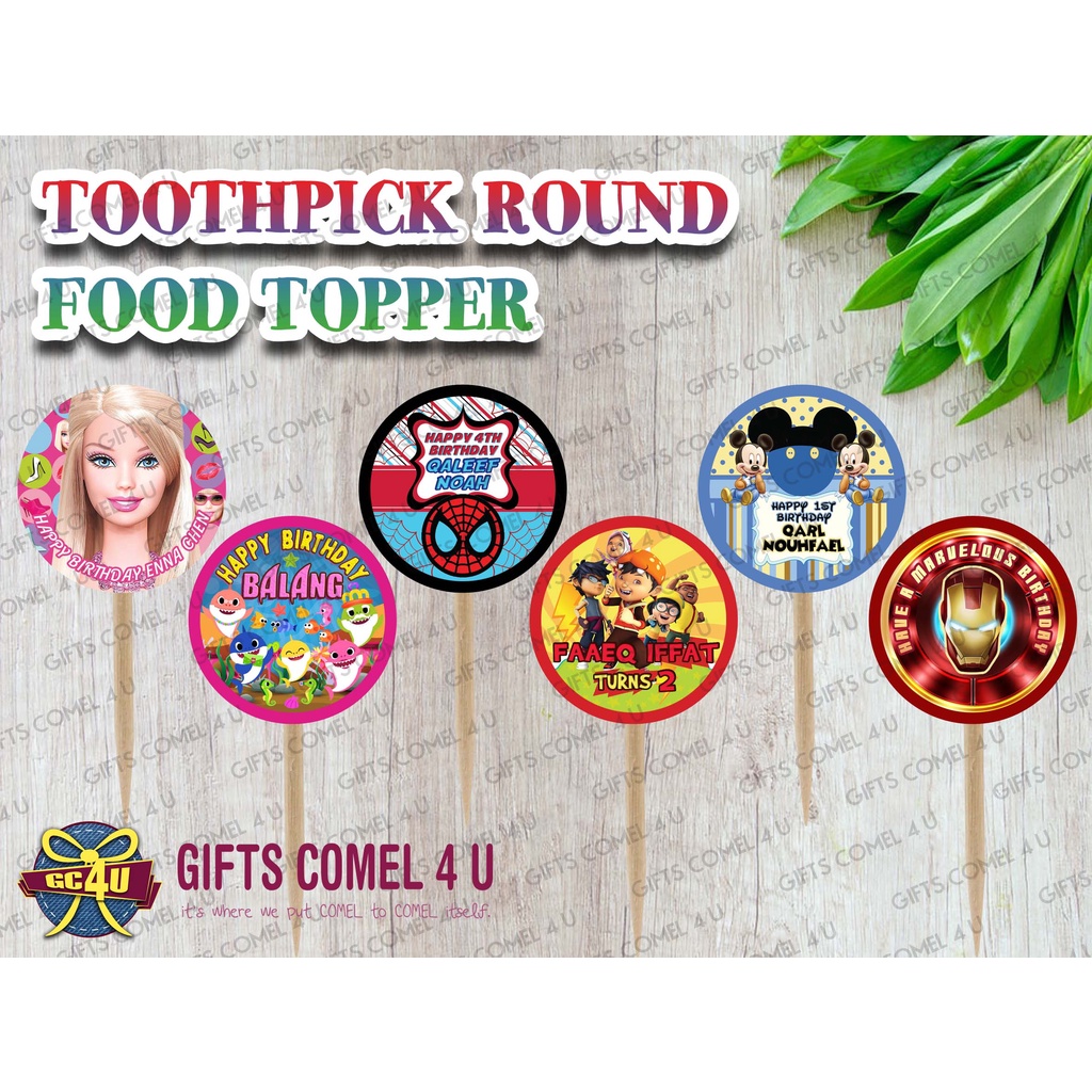 Food Topper #BARBIE #BABY SHARK #SPIDERMAN #BOBOIBOY #BABY MICKEY MOUSE ...