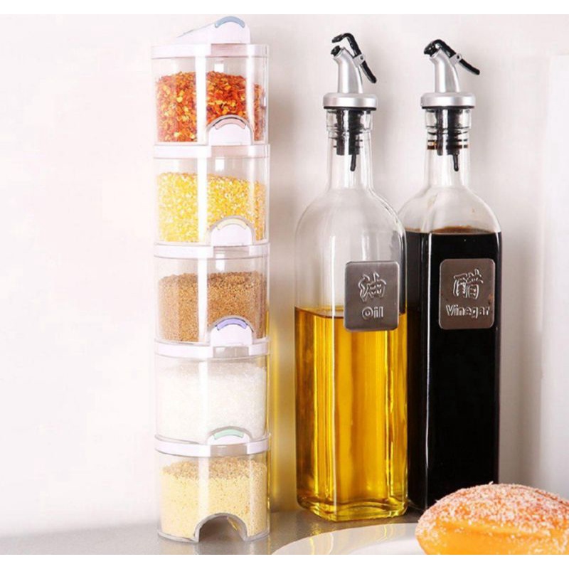Seasoning Jar Spice Box Transparent Stackable Sealed Double Lid ...