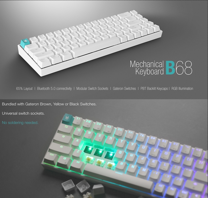 Tecware B68 / B68+ Plus Wireless RGB Mechanical Keyboard (Hot swappable ...