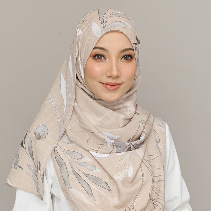 New Tudung Wide Shawl Dobby Chiffon Clarissa - Creamy Nude | Shopee Malaysia