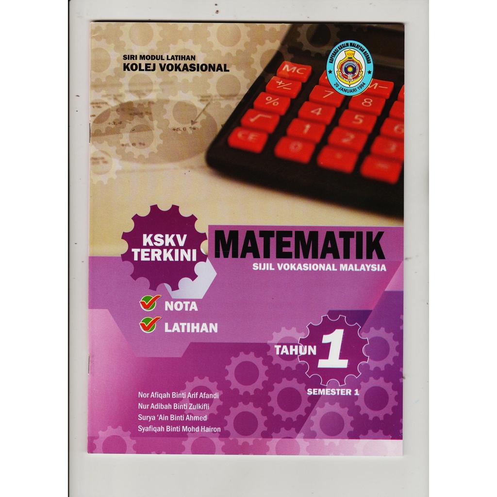 SIRI MODUL LATIHAN KOLEJ VOKASIONAL - KSKV TERKINI- MATEMATIK -TAHUN 1 | Shopee Malaysia