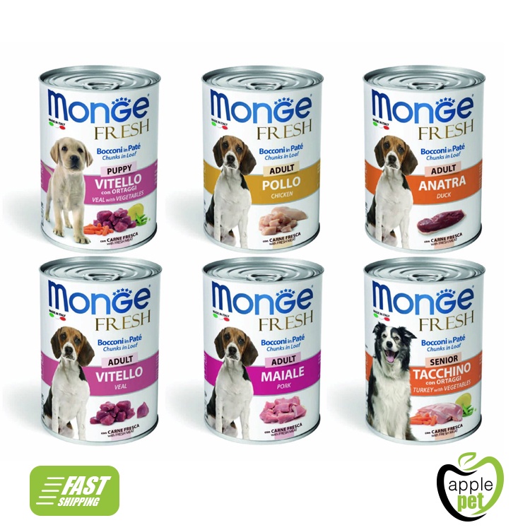 Monge Fresh Dog Canned Food - 400g / Puppy / Adult / Senior | Shopee ...