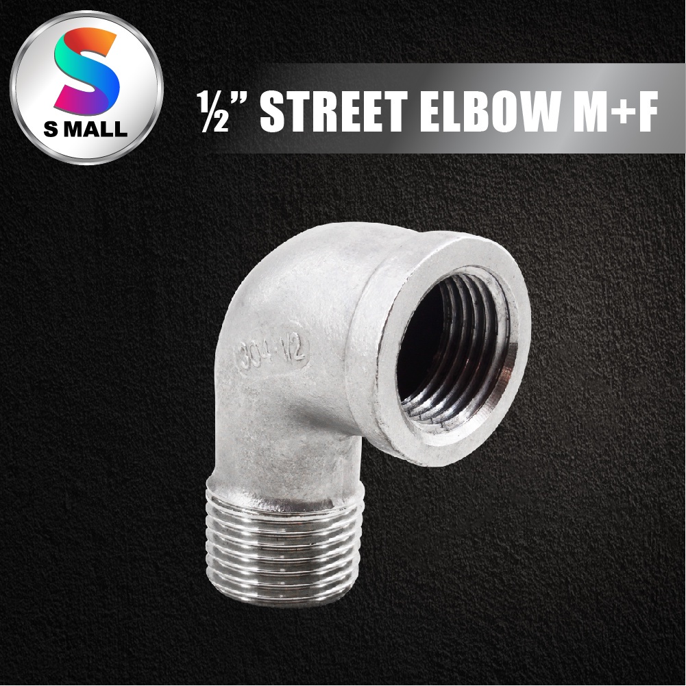 S MALL Stainless Steel SUS304 Pipe Fitting Tee Elbow socket Nipple Street Elbow 1/2" / 3/4 ...