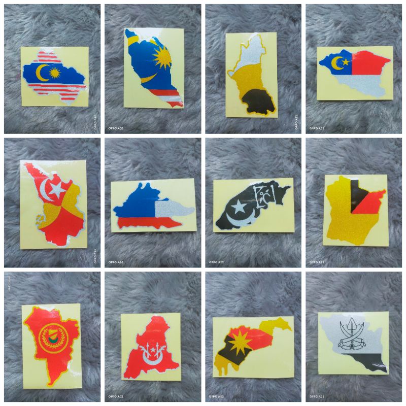 Stiker Peta Negeri Negeri Malaysia Stiker Potong Pantul Cahaya | Shopee ...