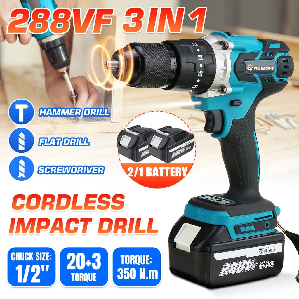 3-In-1 Brushless Electric Drill Screwdriver 20+3 Torque Variable Speed ...