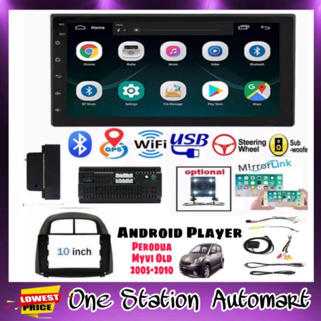 ANDROID PLAYER WITH PERODUA MYVI OLD 2005-2010 PLAYER CASING , PLUG AND ...