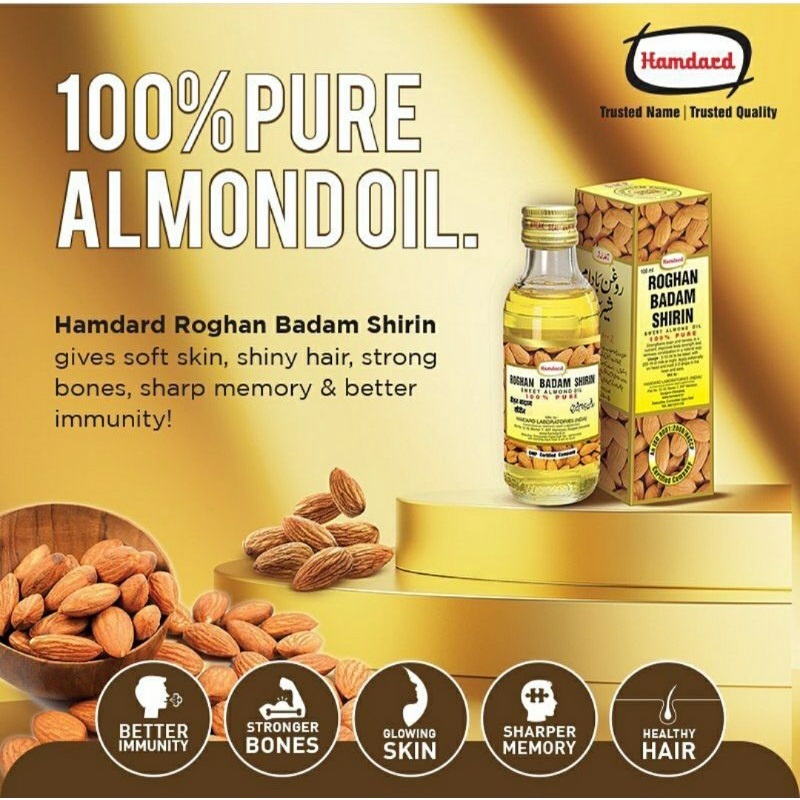 Hamdard Roghan Badam- Shirin the goodness of 100% pure almond oil 25ml ...