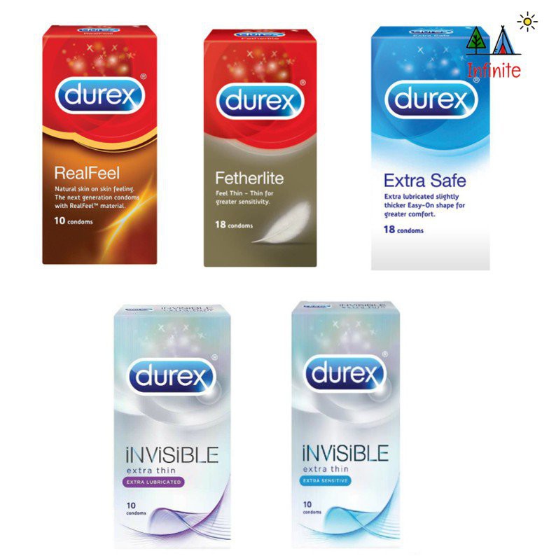 Durex Condom ( Real Feel / Invisible Extra Sensitive / Extra Safe / Fetherlite / Extra ...