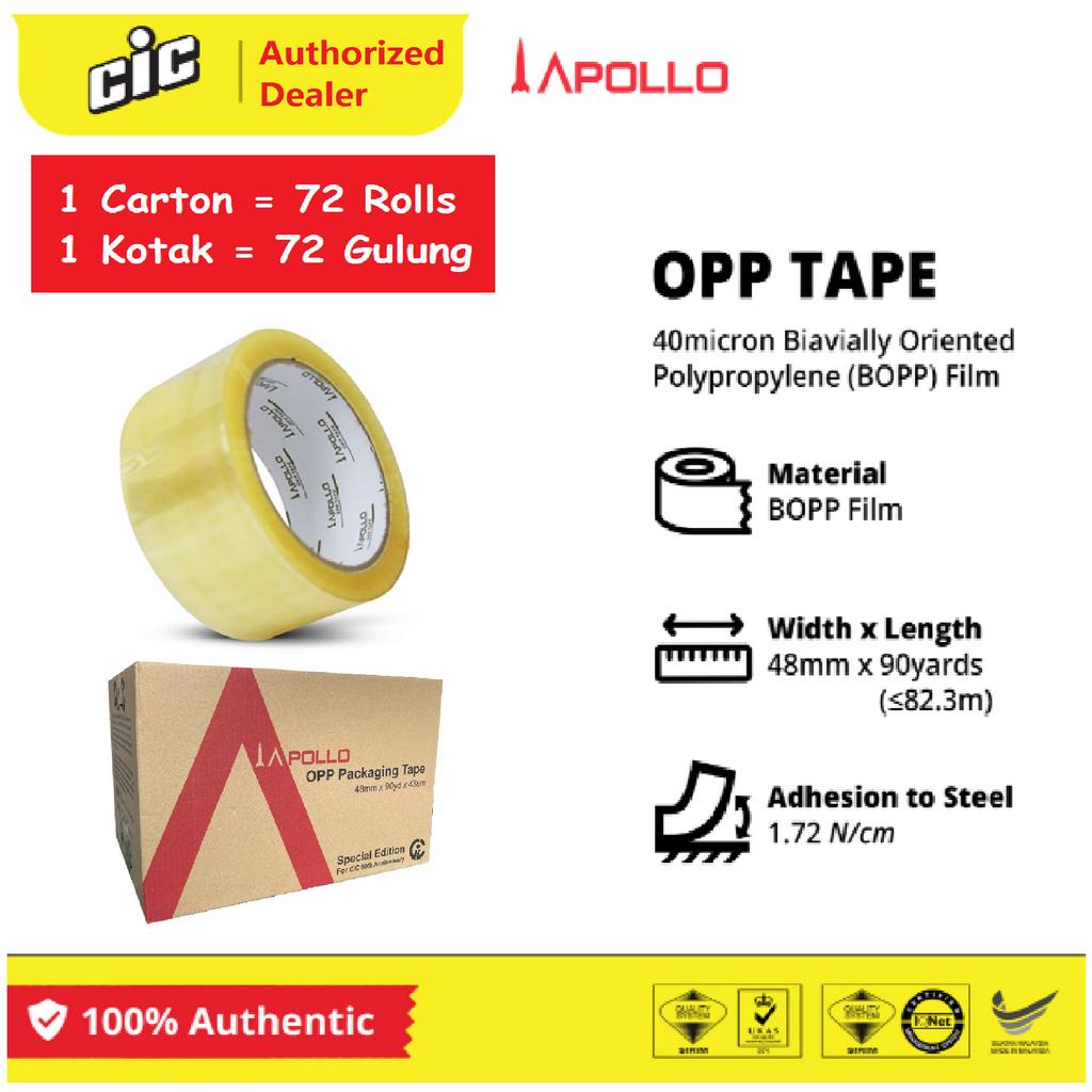APOLLO 48MM x 90 YARD TRANSPARENT OPP TAPE / PACKING TAPE (1 CARTON x ...