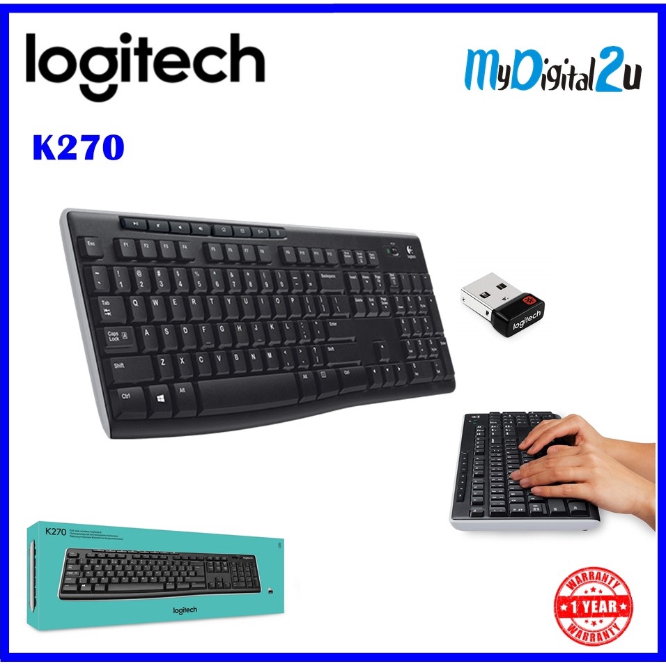 Logitech K270 Wireless Keyboard with Unifying wireless and Full-size spill-resistant keyboard ...