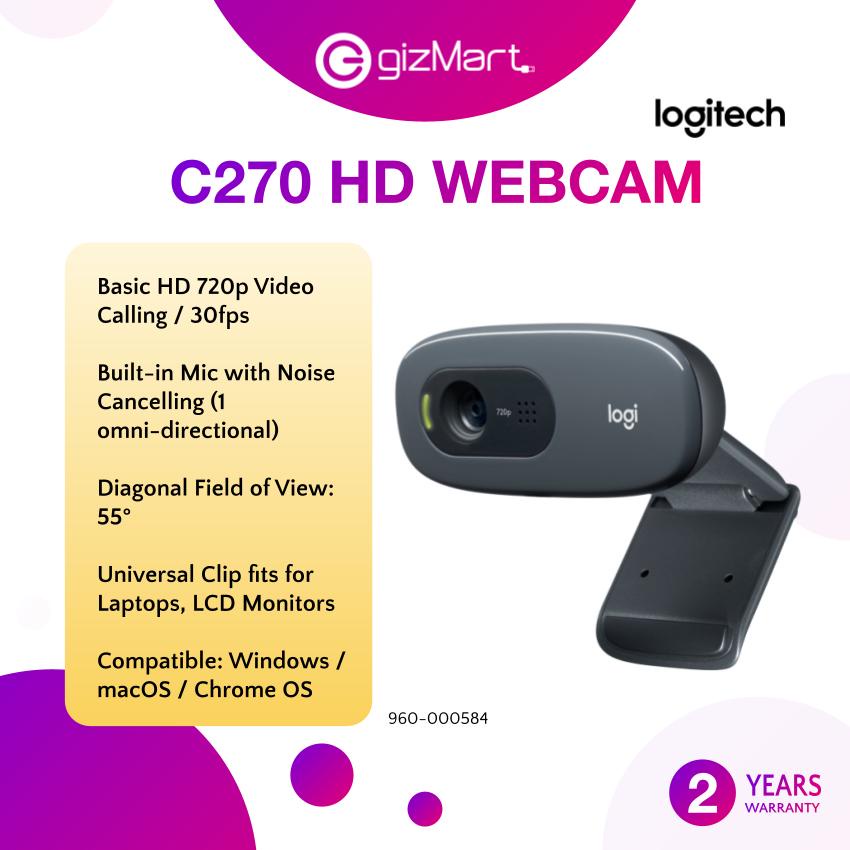 Logitech C270 HD Webcam, HD 720p/30fps, Widescreen HD Video Calling, HD ...