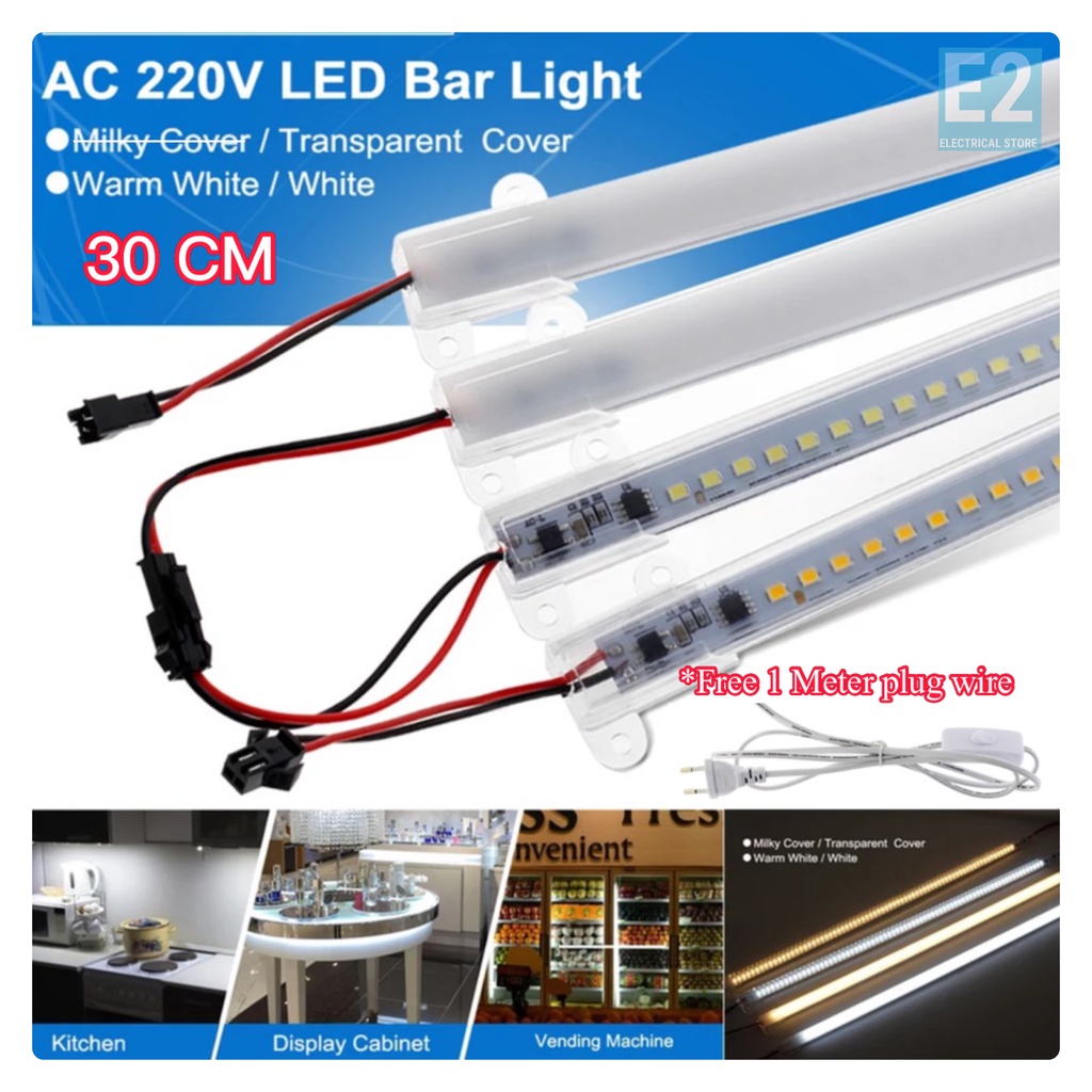 LED Light Bar AC220V 30CM High Brightness Light Bar 2835 Strip lampu ...
