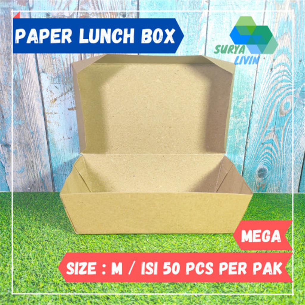 Paper Lunch Box size M Mega Laminated Kraft Paper Lunch Box | Shopee ...