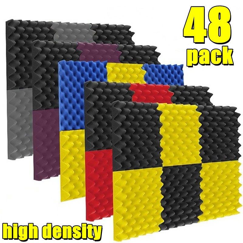 48/24/12PCS 25x25x3cm Durable Soundproof Foam Studio Foams Acoustic ...