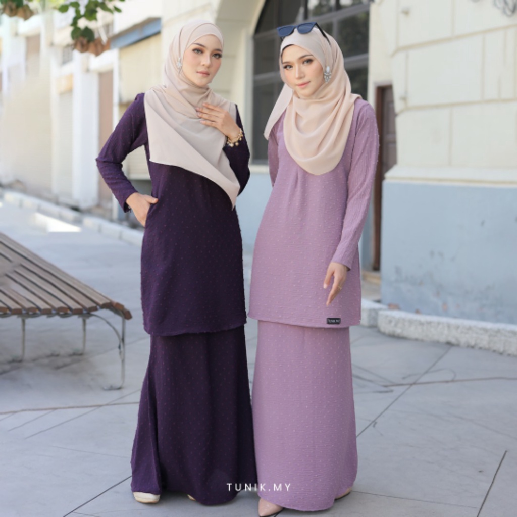 Kurung Safeera Kurung Embroidery Crepe Kurung Ironless Tanpa Gosok ...