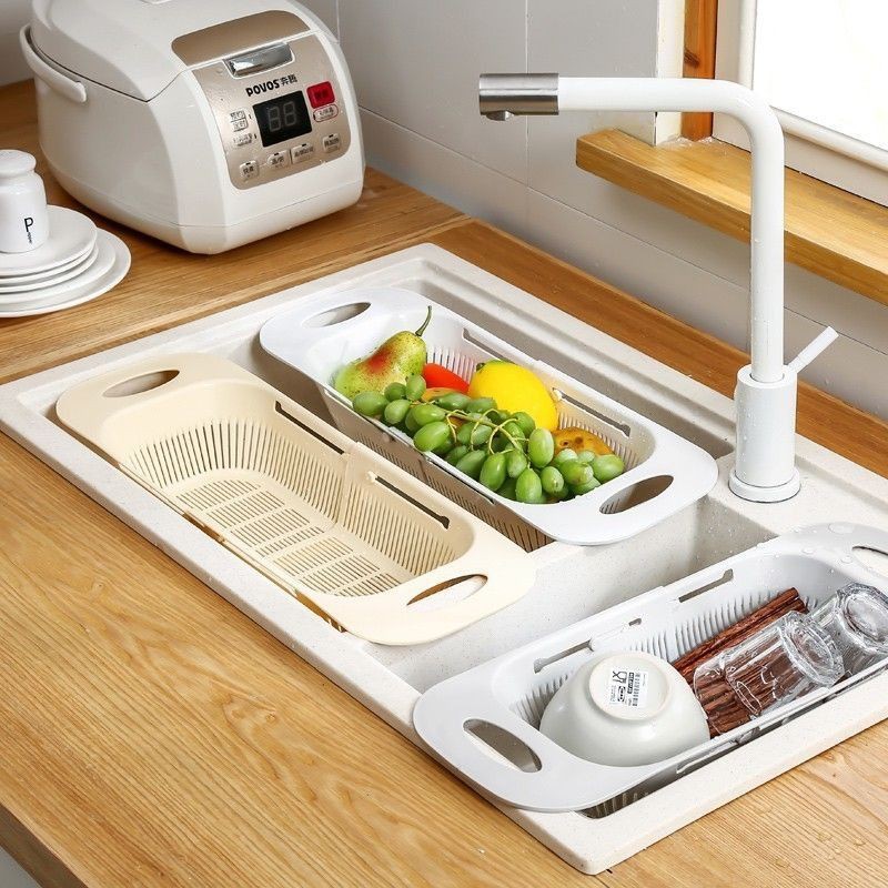 STRETCHABLE DRAIN BASKET KITCHEN SINK VEGETABLE FRUIT WASHING BASKET ...