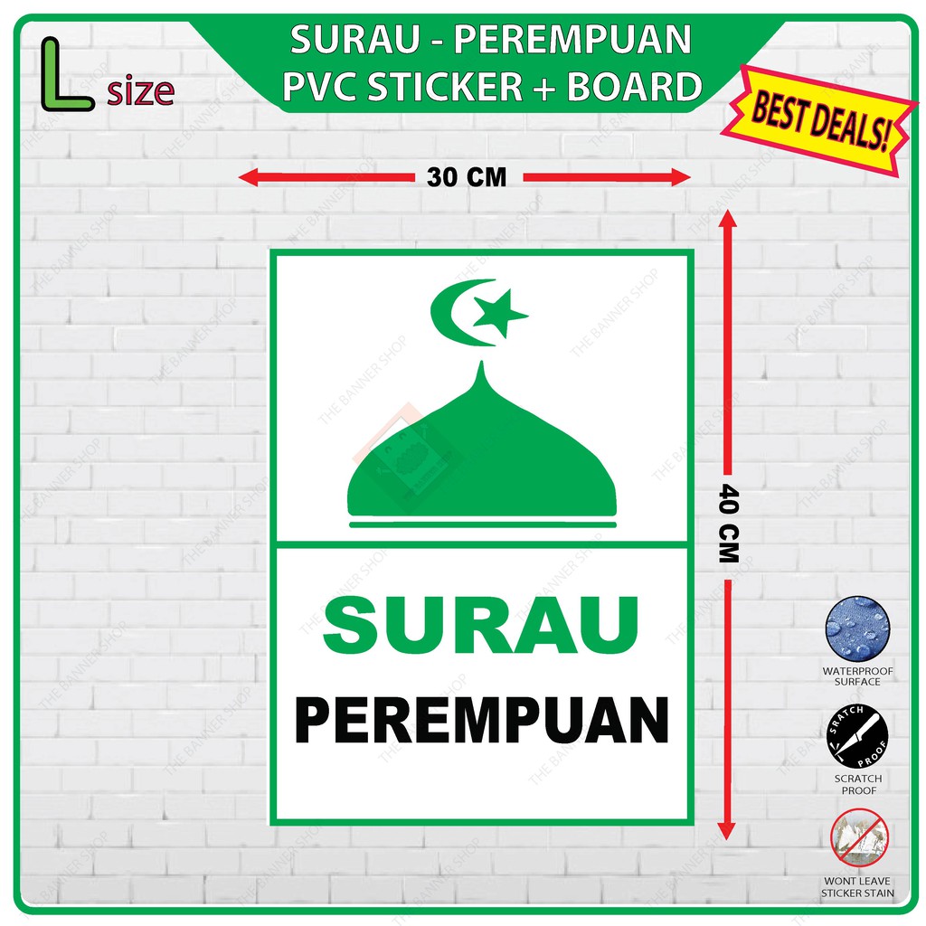 Surau Perempuan Sign ( Sticker Only / Sticker + Board | Shopee Malaysia