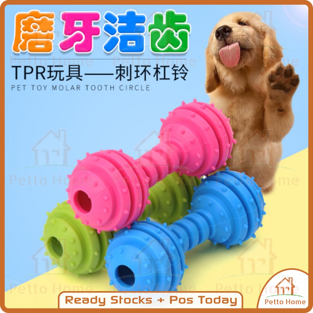 Pet Dog Bell Bone TPR Rubber Bite Molar Teeth Cleaning Chew Toy ...