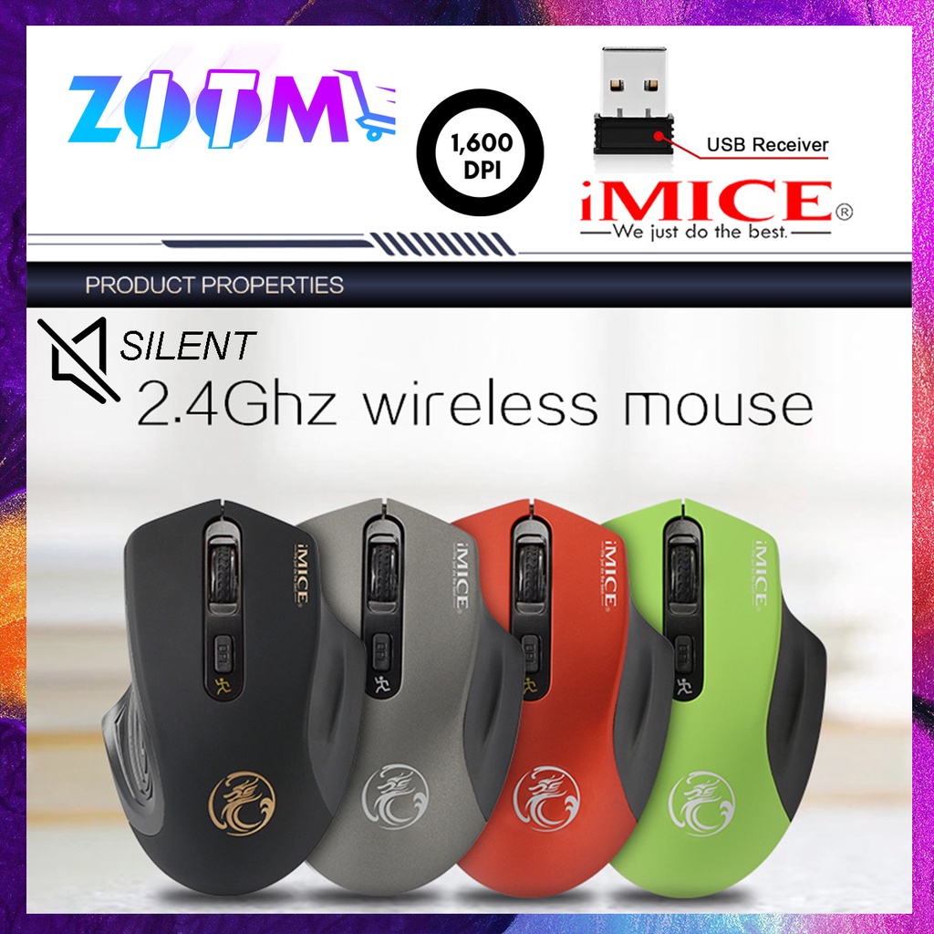 IMICE G-1800 ERGONOMIC DESIGN 2.4GHZ WIRELESS OFFICE GAMING MOUSE ...