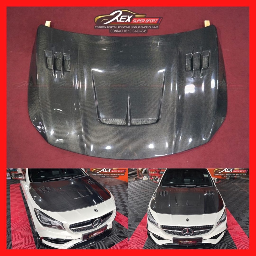 Mercedes CLA W117 180 200 250 45 AMG Bonnet / Hood Forged Carbon Fiber ...