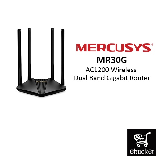 [EOL]MERCUSYS MR30G AC1200 Wireless Dual Band Gigabit Router POWER BY ...