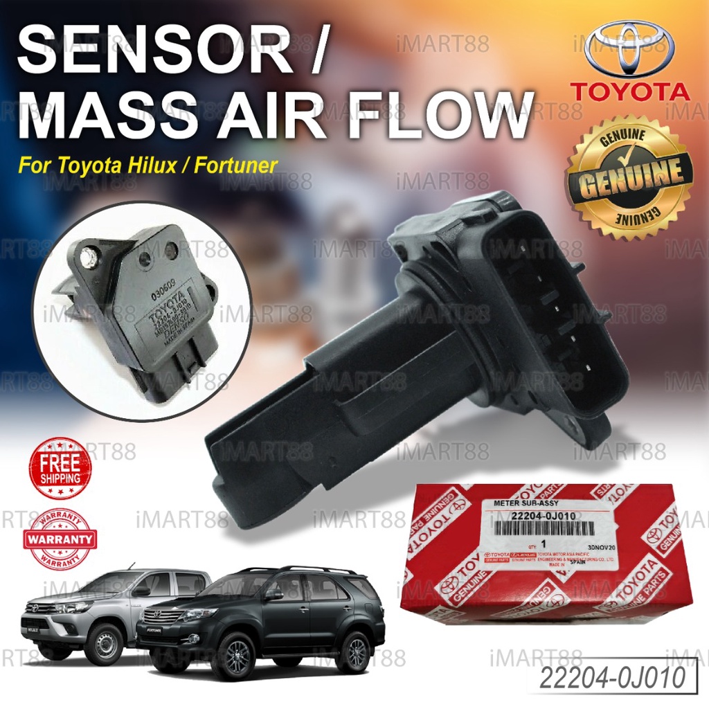 100% GENUINE ORIGINAL 22204-0J010 TOYOTA HILUX FORTUNER MASS AIR FLOW SENSOR | Shopee Malaysia