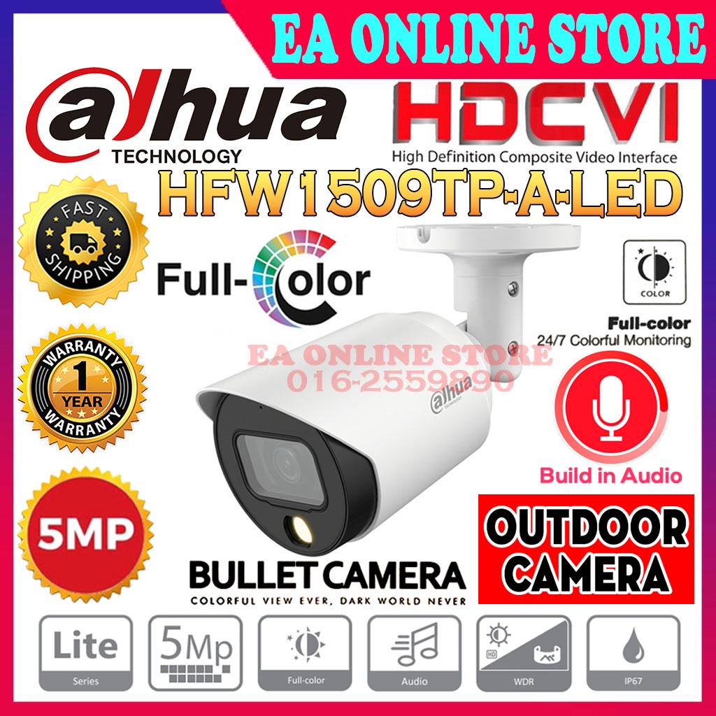 Dahua 5.0MP HFW1509TP-A-LED Outdoor Bullet Camera With Mic Audio Record ...
