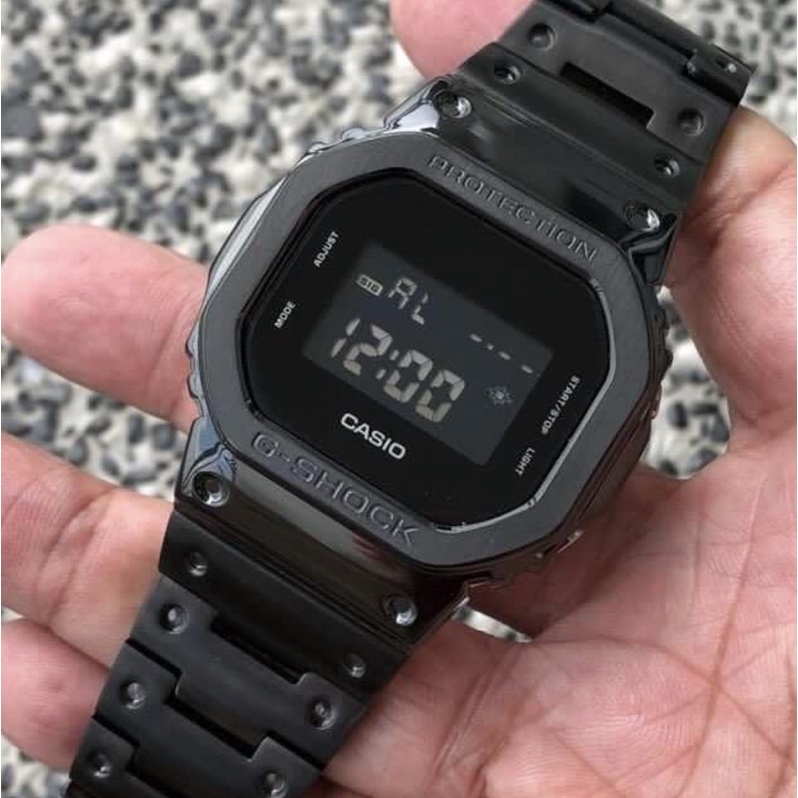 Customised Casio G-Shock DW-5600BB, DW5600BB In Full Black Metal Bezel ...