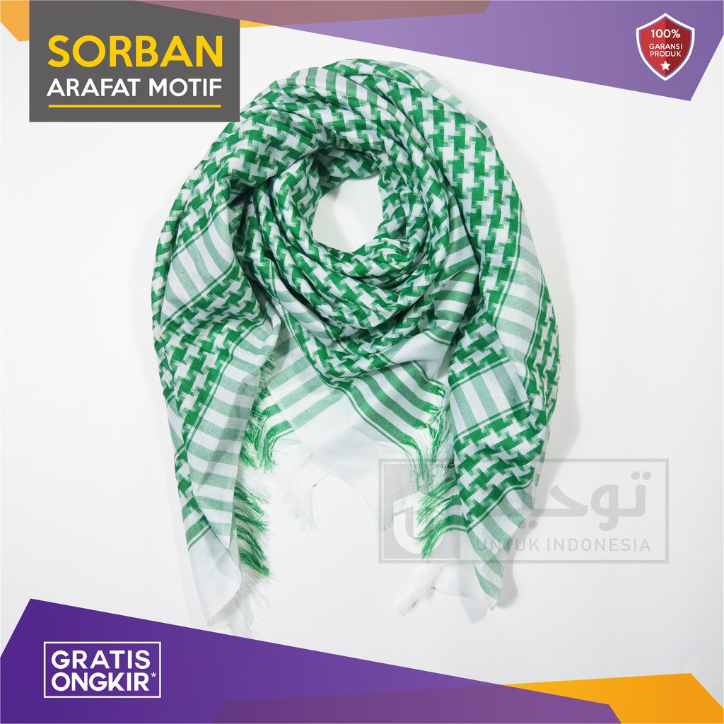 Turban Arafat Shemagh Almas Arab Motif Special Green White | Sorban ...