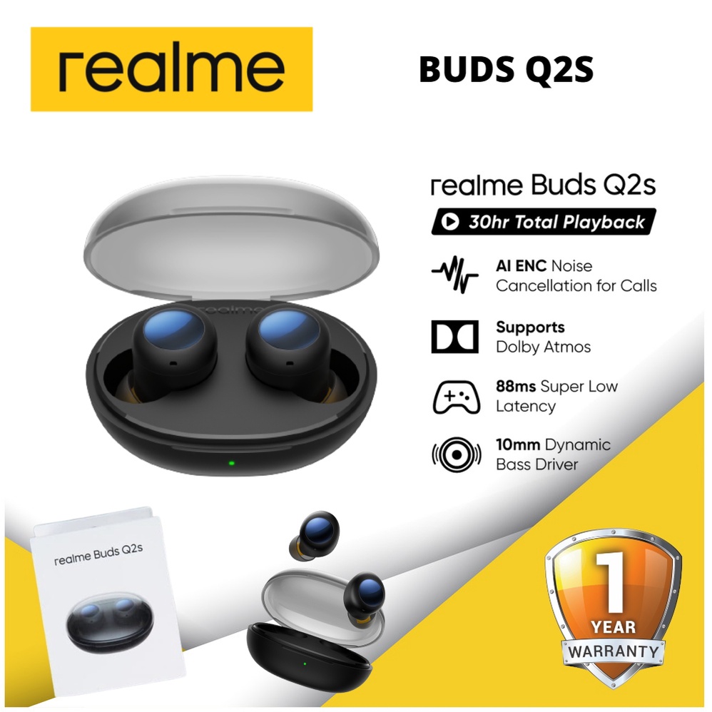 realme Buds Q2 / Q2S TWS Wireless Earphones Bluetooth In-Ear Earbuds Active Noise Cancellation ...