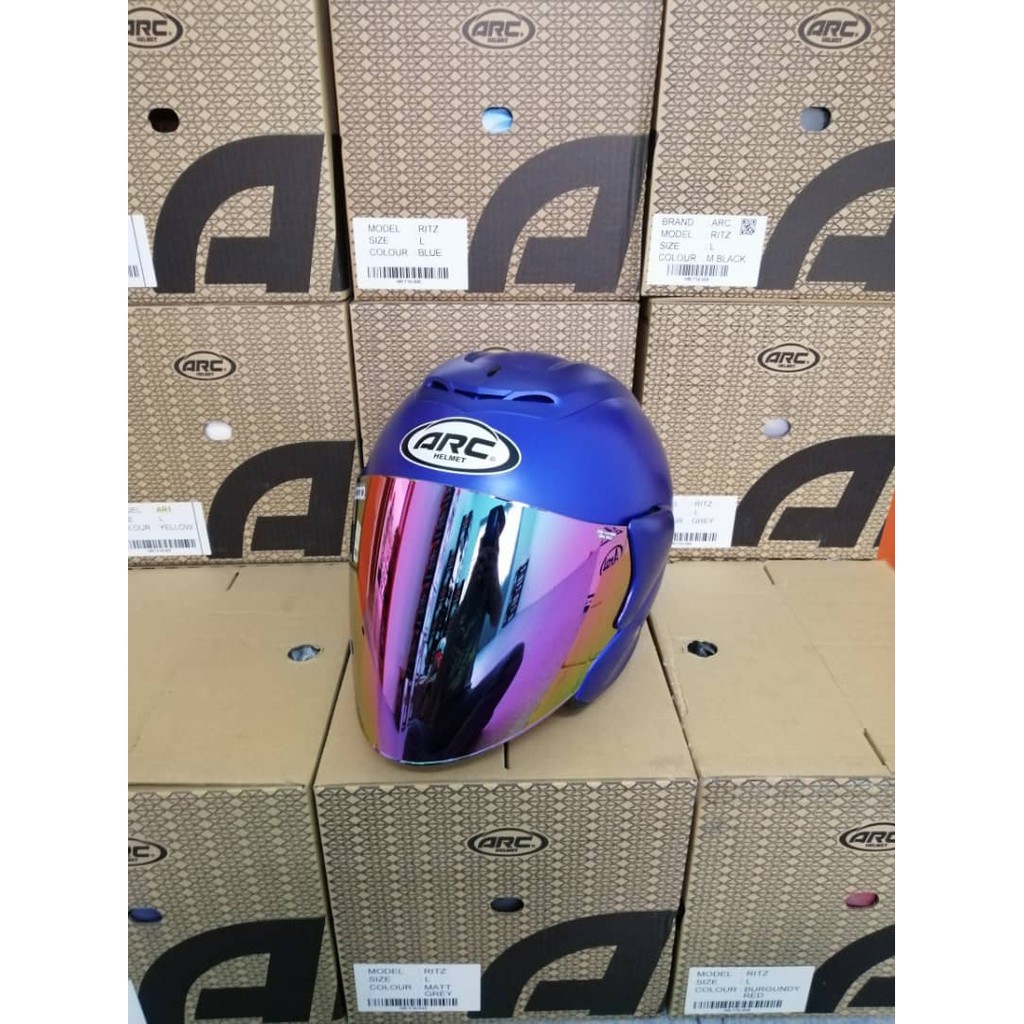 Helmet Arc Ritz Blue Matte | Shopee Malaysia