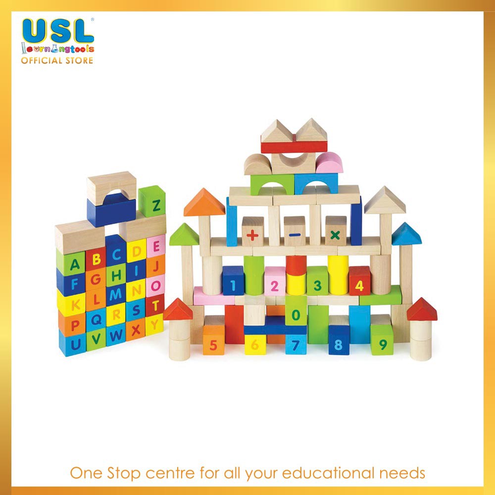 3cm ABC & 123 Wooden Block Set - 100pcs - Manipulative & Early Learning ...