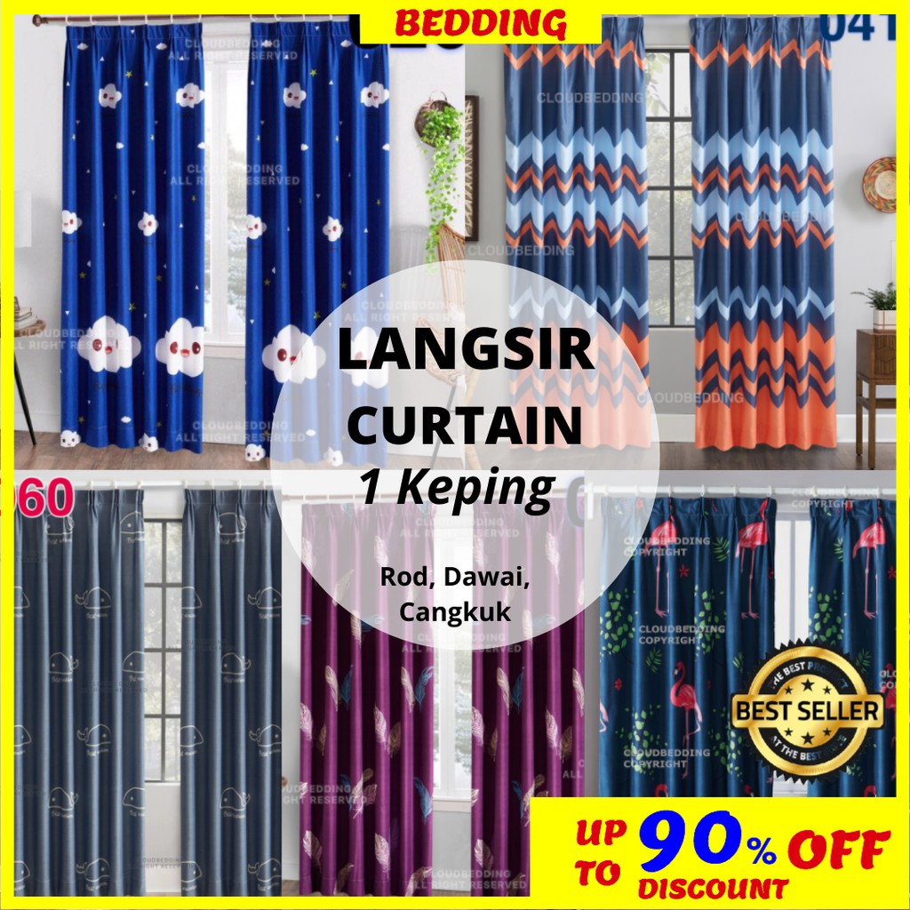 [ READY STOCK ] Langsir Curtain Hook Type Modern Corak Langsir Murah ...