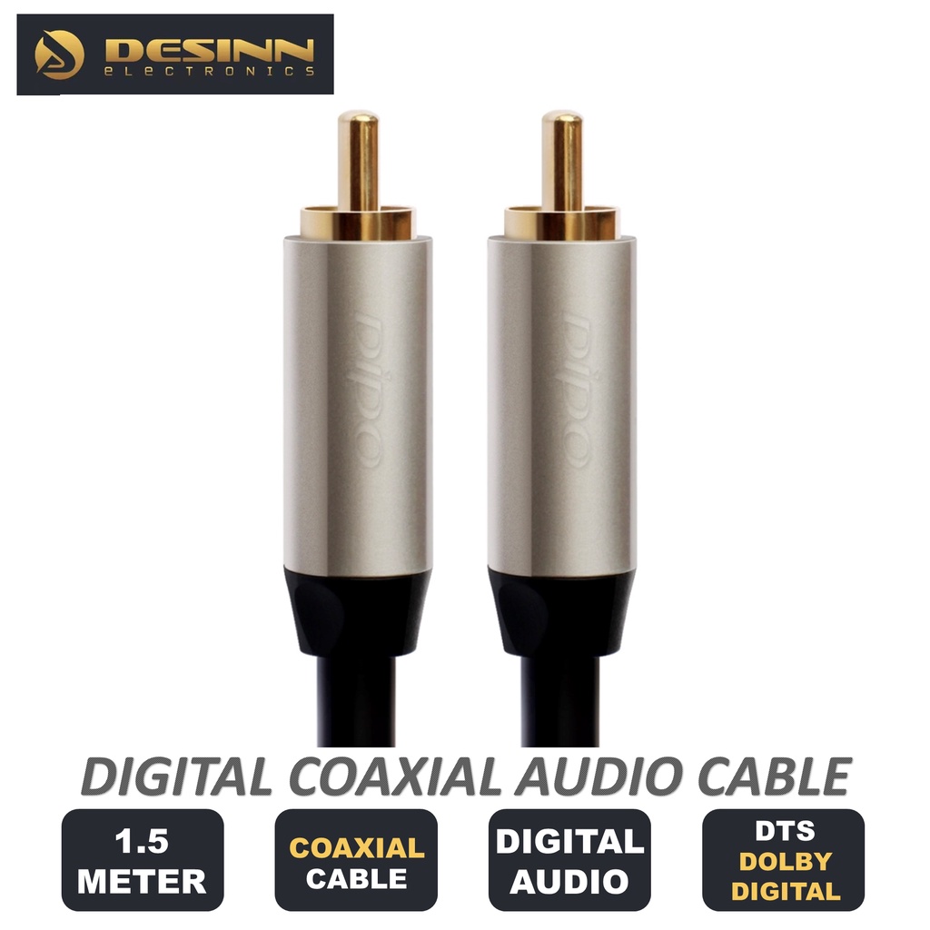 Digital Coaxial Audio Cable 1.5m SPDIF DTS Dolby Digital 5.1 Soundbar ...
