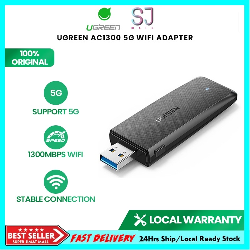 UGREEN AC1300 5Ghz & 2.4GHz USB WiFi Adapter 1300Mbps Wireless Adapter ...