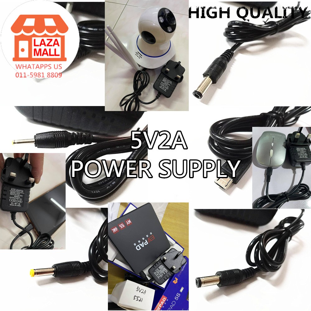 (5V) AC TO DC ADAPTER 5V2A SWITCHING POWER SUPPLY 3 PIN CCTV LED AC ...