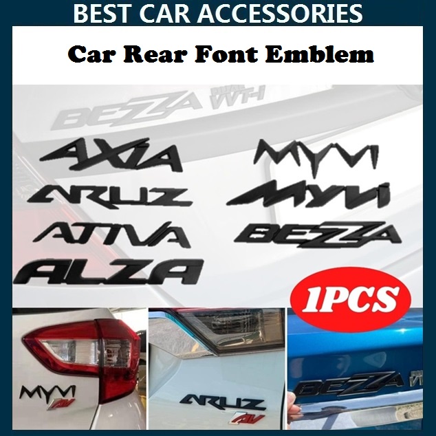 Car logo Matt Black Perodua Myvi Ativa Aruz Alza Bezza Axia Rear Font ...