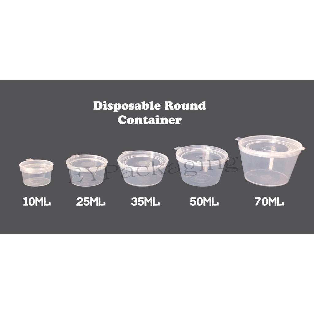 10ml Round Plastic Container with Hinged Lid -50pcs±- Disposable Sauce ...