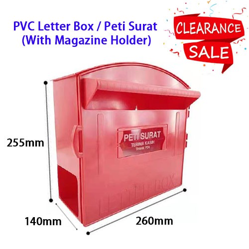 PVC Peti Surat Merah / Letter Box Red (with or without Magazine Holder ...