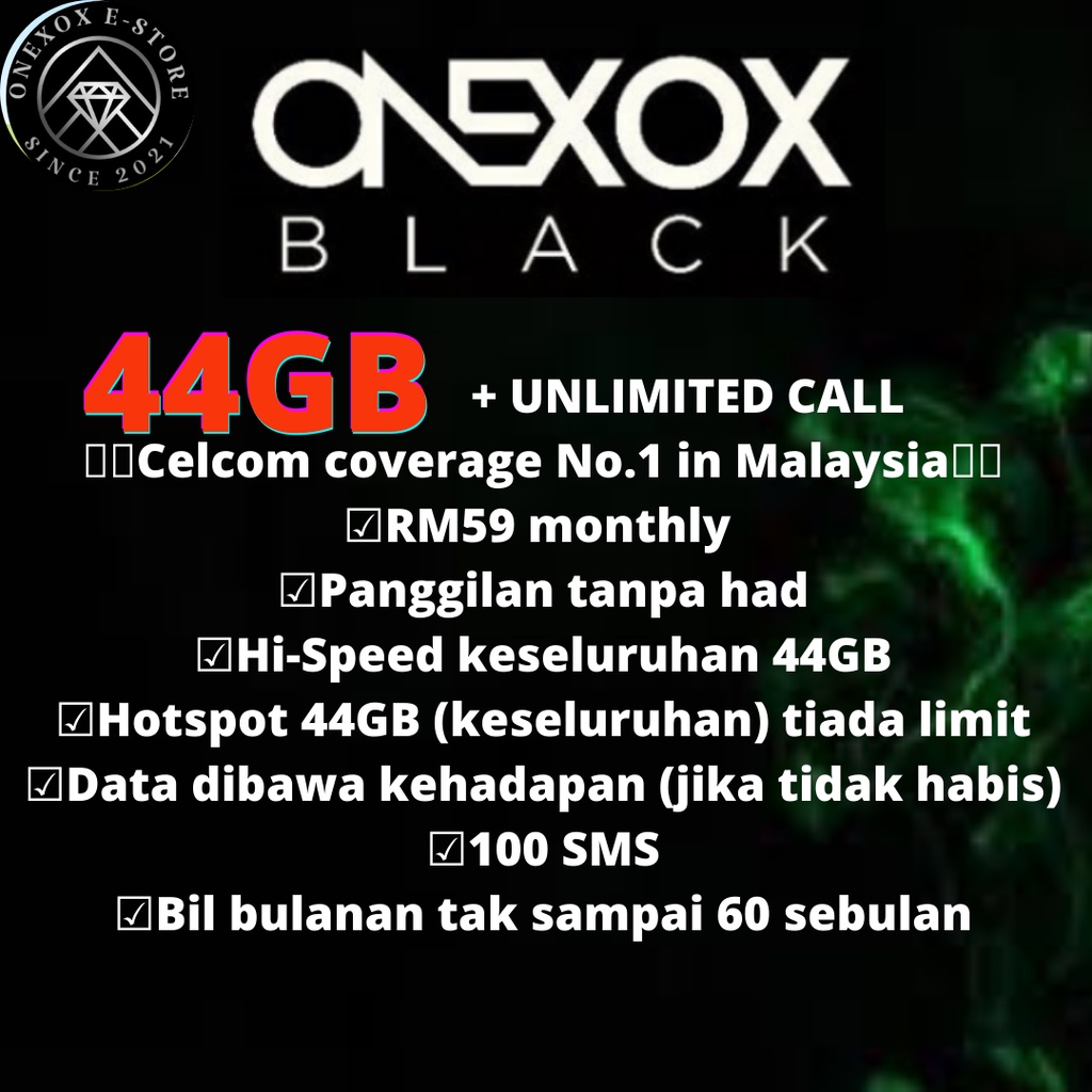 [[44GB]] B59DB ONEXOX BLACK 4 LTE PLAN HIGH SPEED DATA INTERNET UNLIMITED CALL | Shopee Malaysia