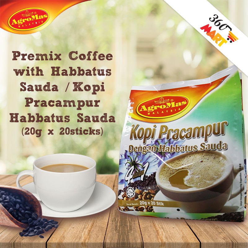 AgroMas Premix Coffee with Habbatus Sauda / Kopi Pracampur dengan Habbatus Sauda (20g x 20 ...
