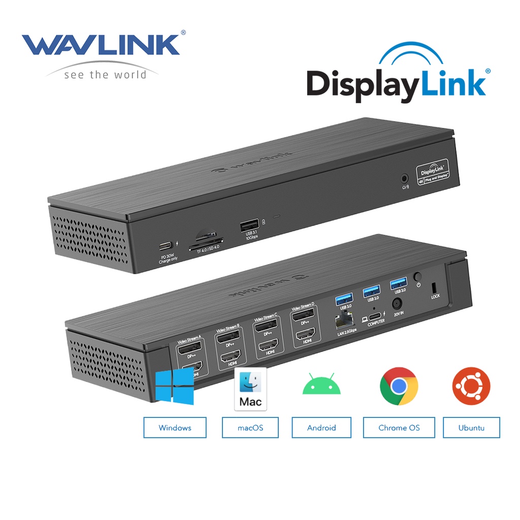 Wavlink 5K Quadruple Display Displaylink Universal Docking Station 18 ...