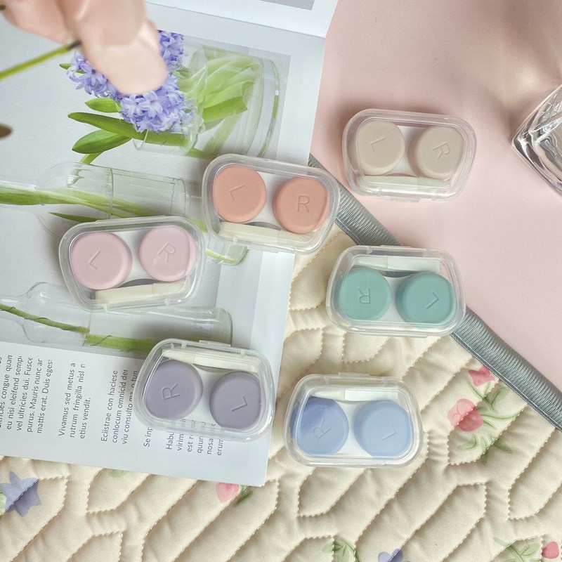 1PCS Contact Lens Case Holder Tweezer Lens Container Cute Solid Color ...