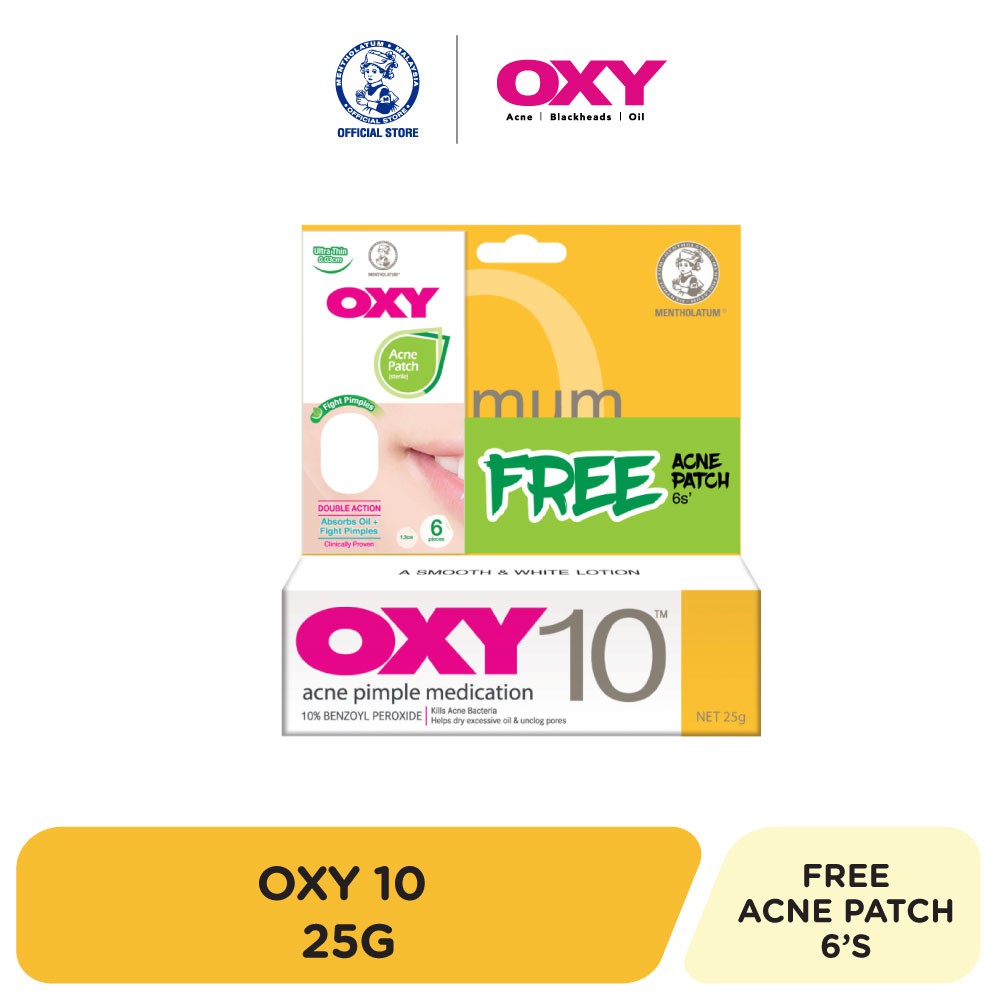 Oxy 10 Acne Pimple Treatment - Benzoyl Peroxide (25g) FOC Acne Patch 6 ...
