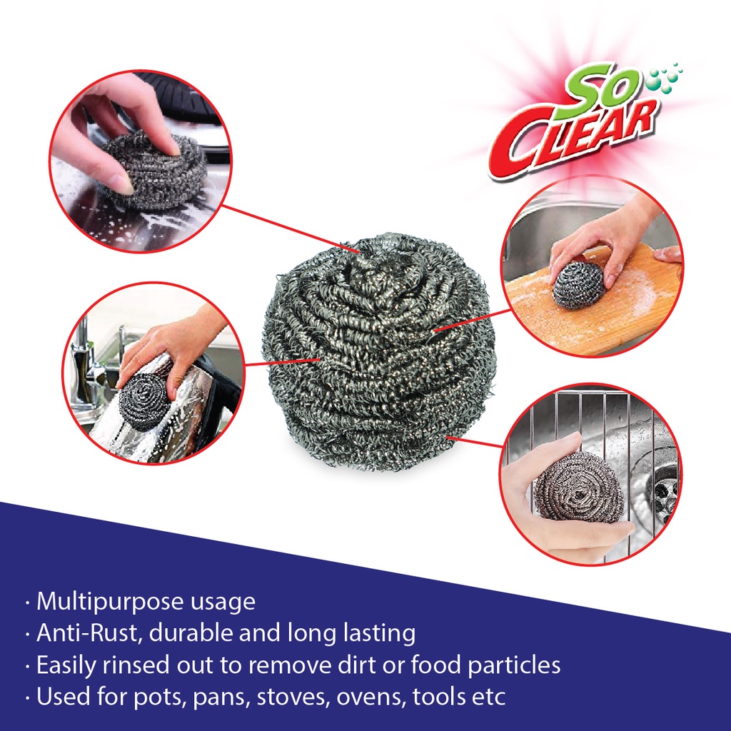 SO CLEAR HEAVY DUTY 1/3Pcs Stainless Steel Spiral Ball,Dish Wash,Bola ...
