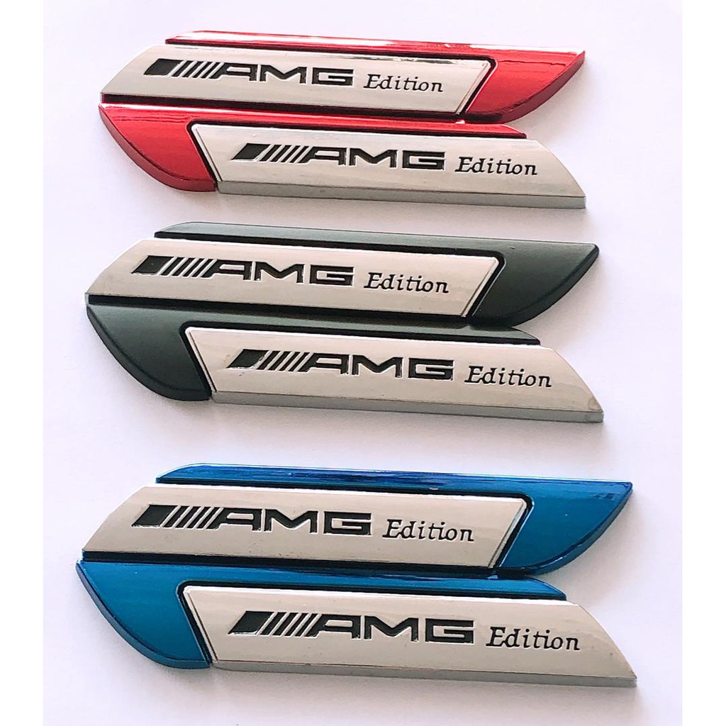 2 X ///AMG Metal Logo Rear Side Fender Marker Emblem Badge Sticker ...