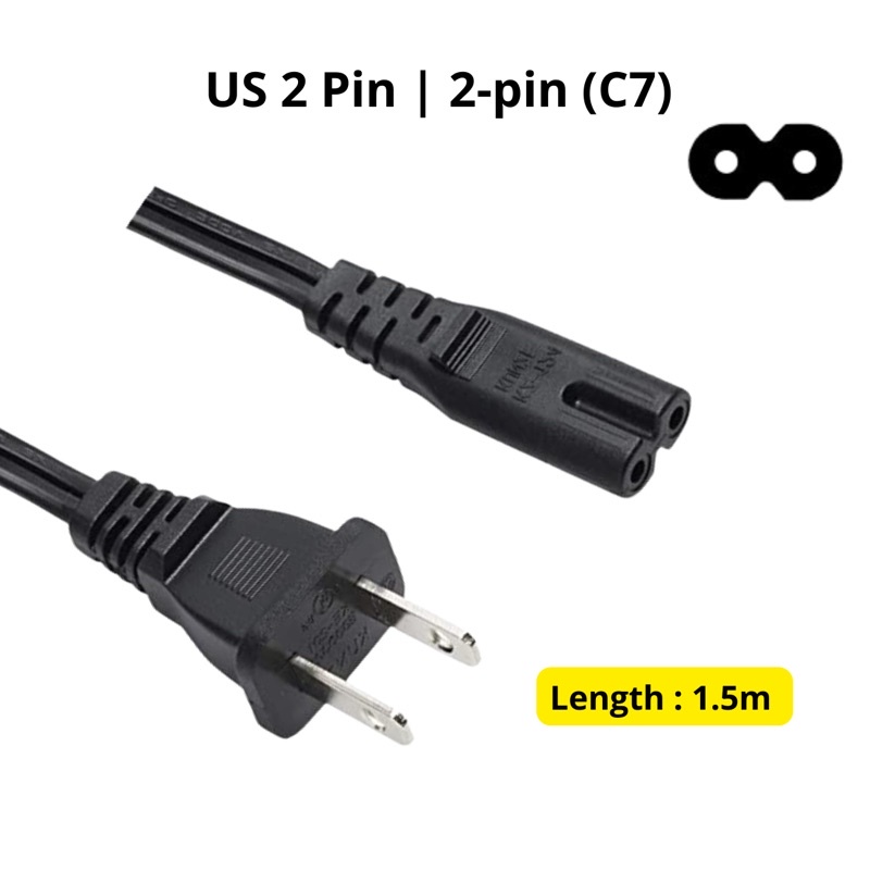 (C5 C7 C13) Power Cord / Power Supply Cable / Power Connector / 2-Pin ...